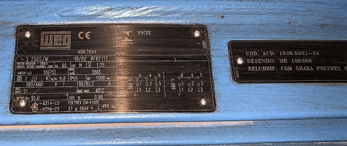 Motor Elétrico Weg 75cv 380/660v 3565rpm | Movestock.com